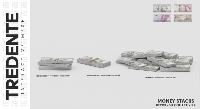 Second Life Marketplace - Tredente // Money Stacks Decor (Packed)
